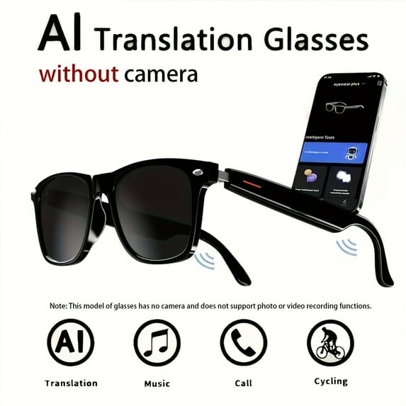 4k Camera Glasses, Ai Smart Glasses with Real-Time Translation & Object Recognition, Open-Ear ...
