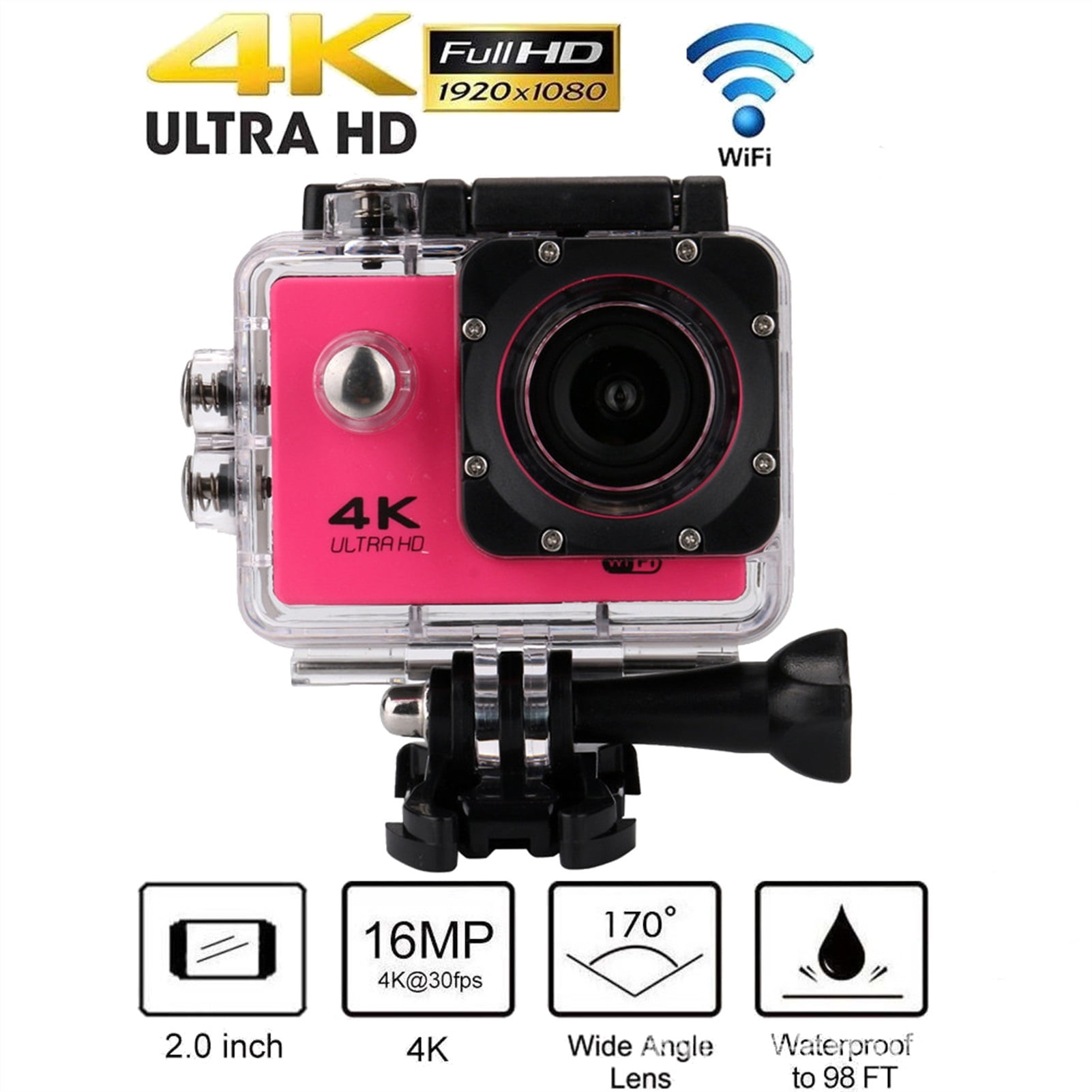 4k Ultra HD Mini Action Camera, 2.0" Screen WiFi Sports DV Camera ...