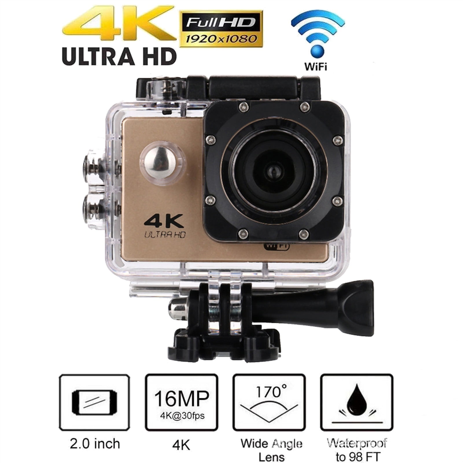 4k Ultra HD Mini Action Camera, 2.0" Screen WiFi Sports DV Camera ...