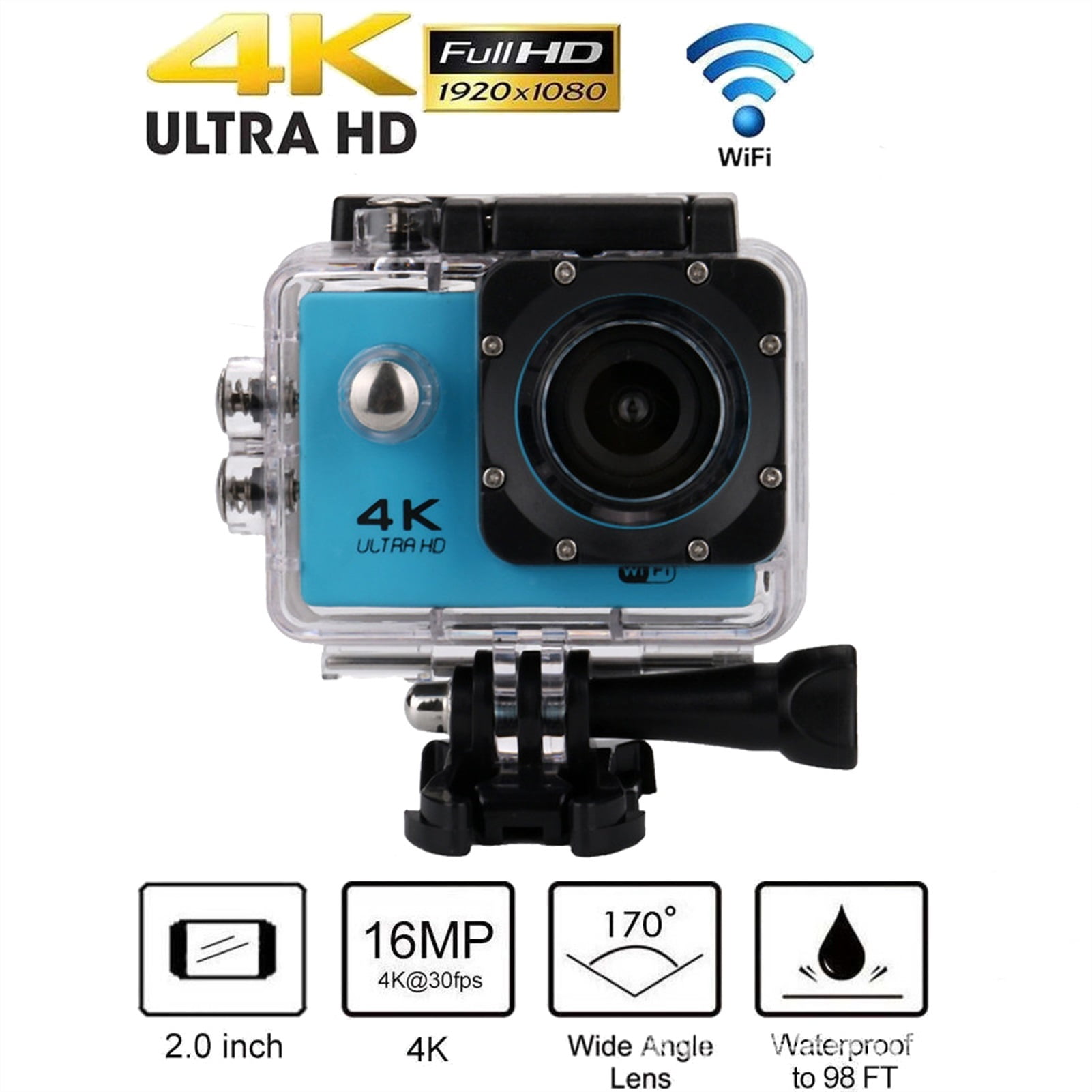 4k Ultra HD Mini Action Camera, 2.0" Screen WiFi Sports DV Camera ...