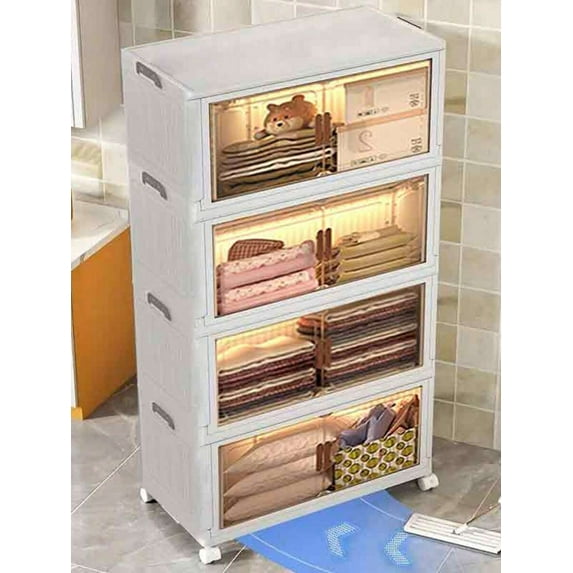 4layer Collapsible Storage Bins With Lids, Folding Storage Box For Home ...