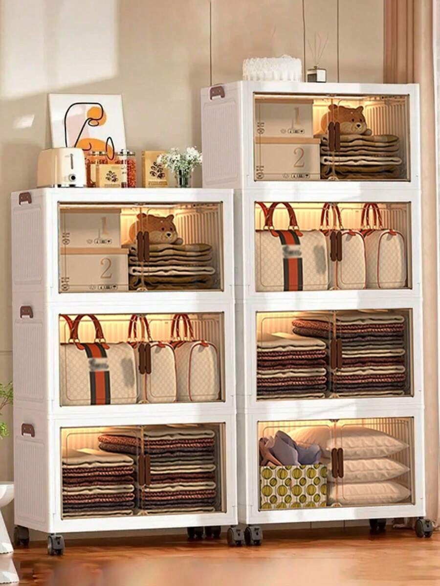 4layer Plastic Storage Bins, Stackable Storage Box With Lid, Folding ...