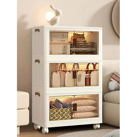 4layers Extra Large Storage Cabinet, Multi-Tier Foldable Storage Box ...