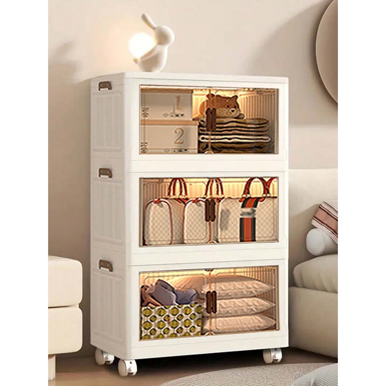 4layers Extra Large Storage Cabinet, Multi-Tier Foldable Storage Box ...
