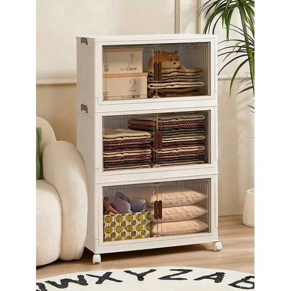 4layers Storage Bins With Lids, 4PC Stackable Storage Bins With Wheels ...