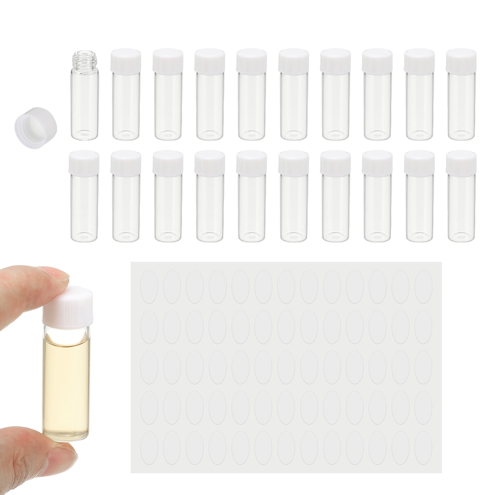 4ml Clear Glass Vials, 20Pcs Sample Vials with Screw Cap Reagent Media ...