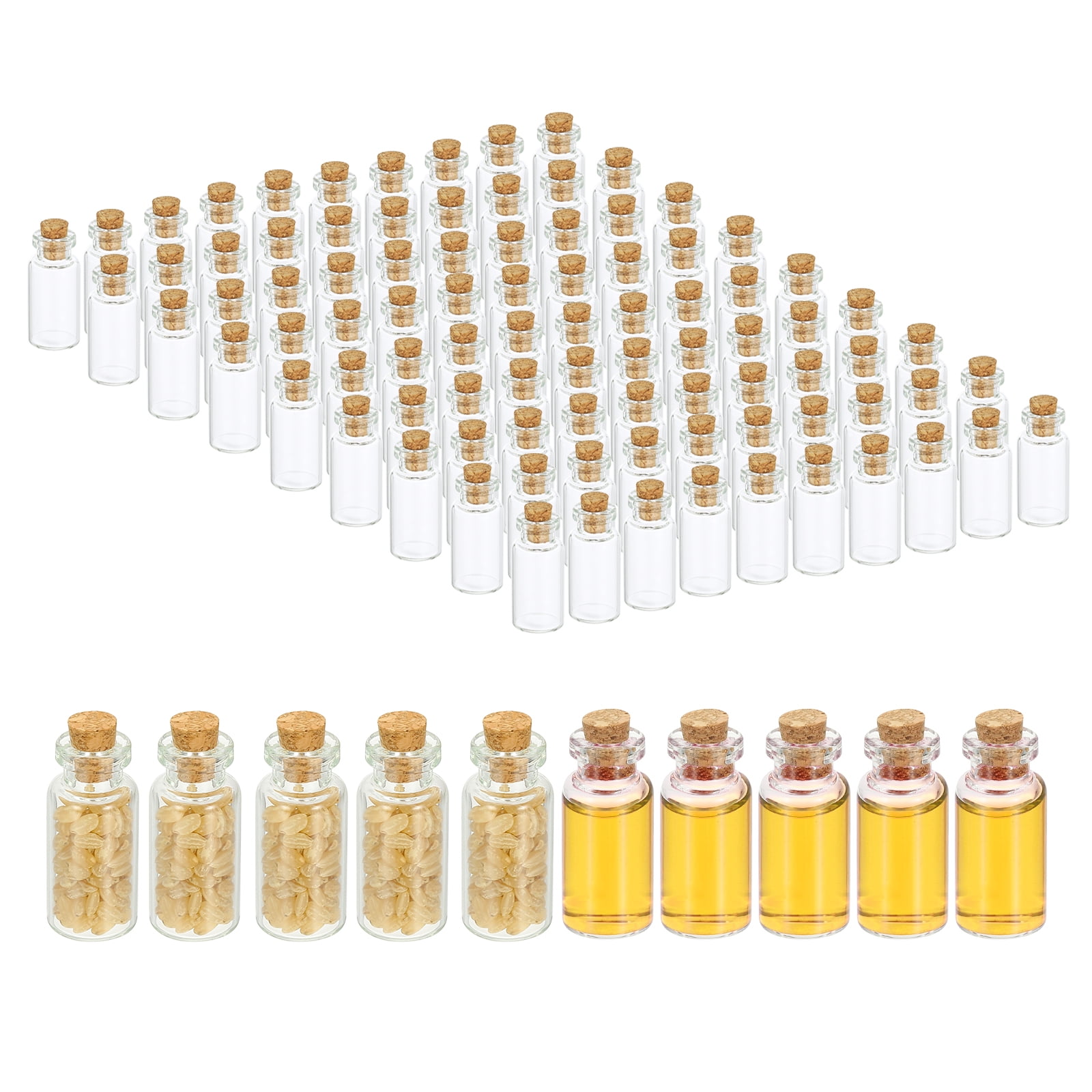 4ml Tiny Glass Bottles Vials, 100Pcs Mini Clear Bottles Glass Empty ...