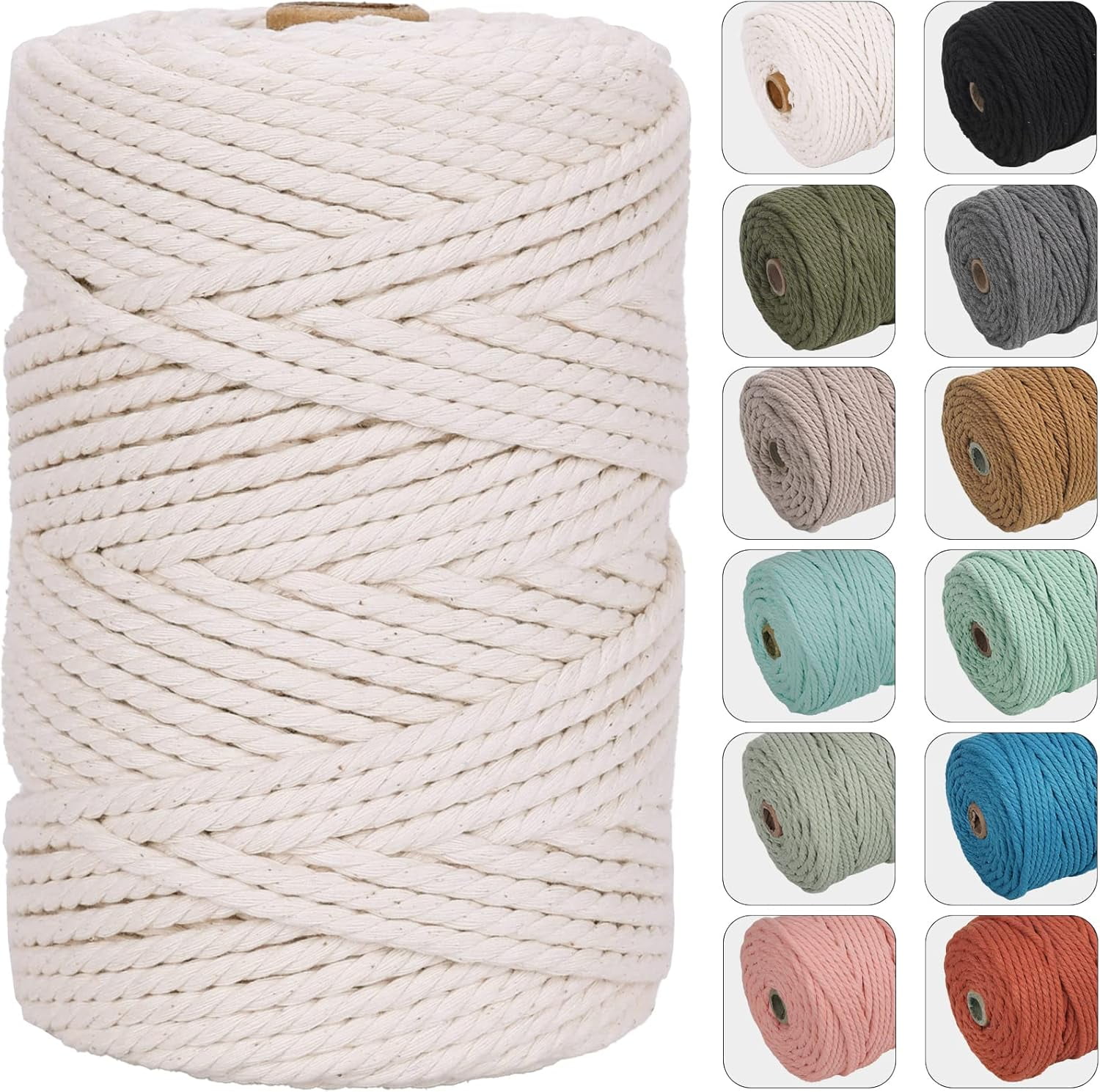 4mm 109yards Macrame Cord Natural Color Cotton Rope for Wall Hanging ...