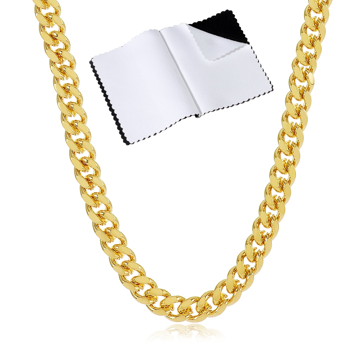 4mm 14k Yellow Gold Plated Flat Cuban Link Curb Chain Necklace, 20 ...