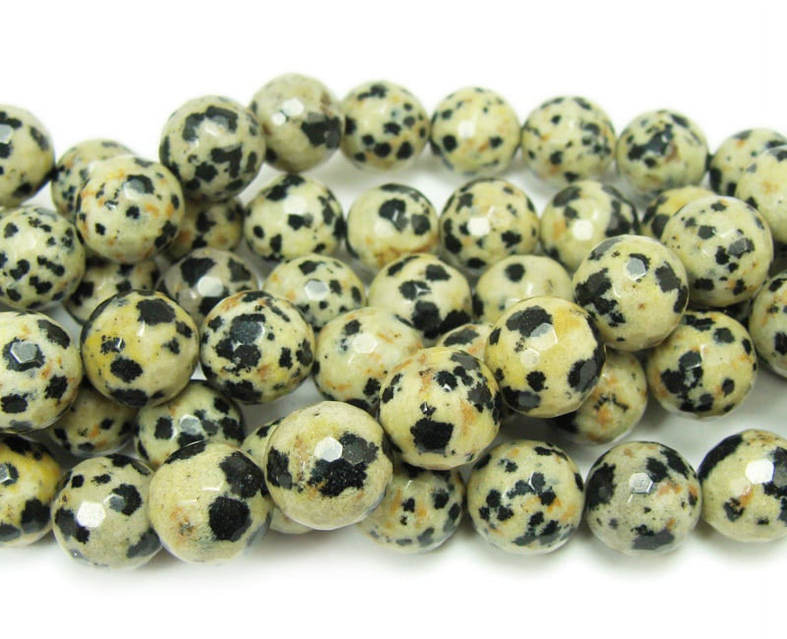4mm 15.5 Inches Dalmatian Jasper Faceted Round Beads Genuine Gemstone Natural Jewelry Making ...