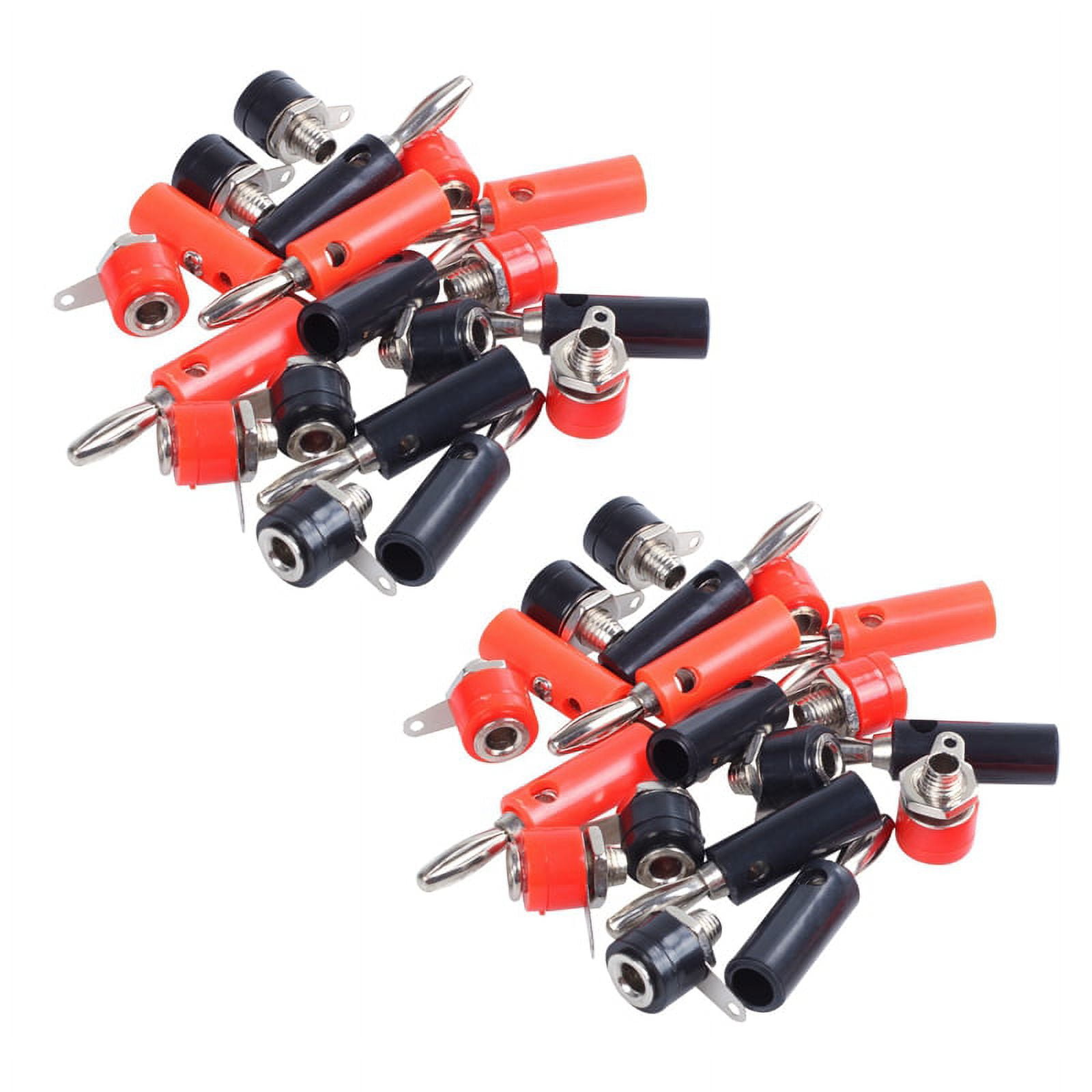 4mm 20Pcs Banana Plugs and 20Pcs Banana Sockets (Black and Red) Jack ...