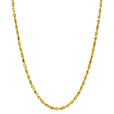 KISPER 18k Gold Stainless Steel Rope Chain Necklace with Lobster Clasp ...