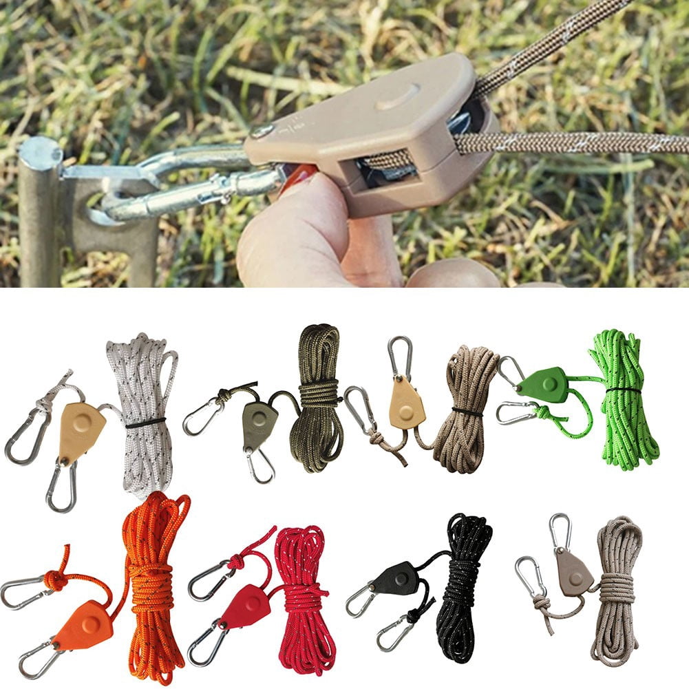 4mm 2M Pulley Windproof Rope Camping Canopy Tent Rope Lamp Adjustable ...