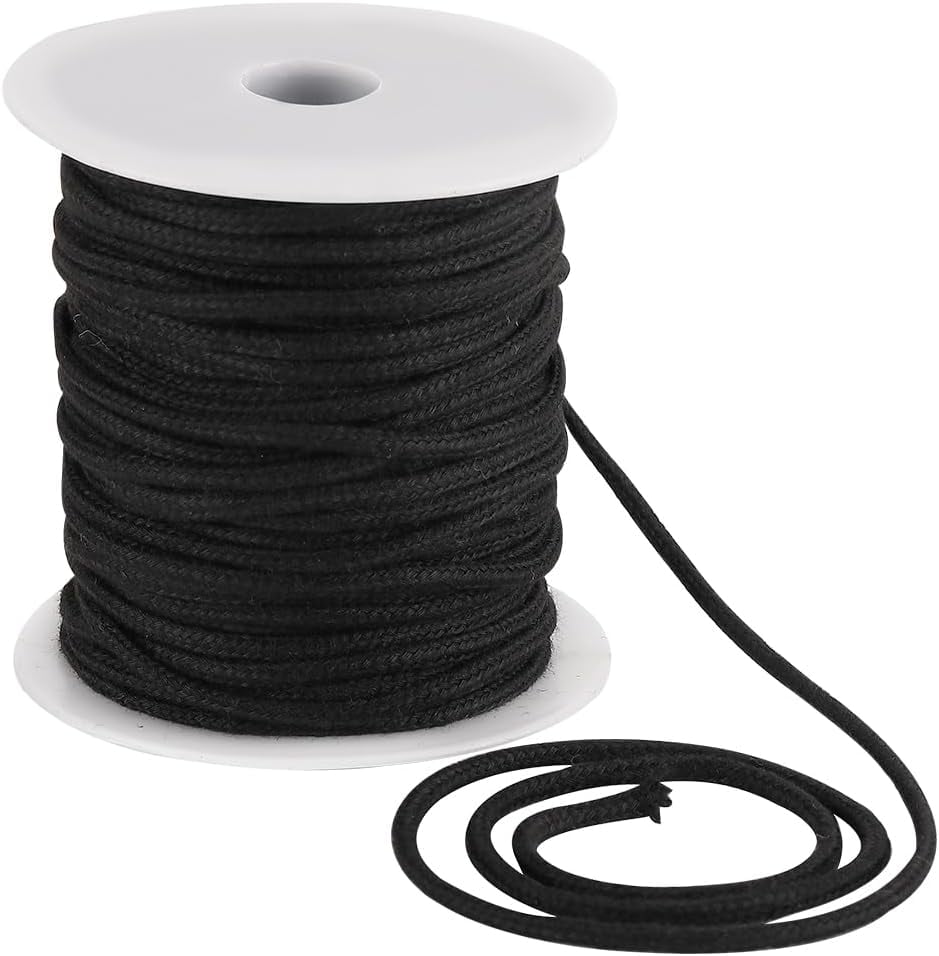 4mm 33 Yards Black Cotton Rope Soft Drawstring Replacement Ropes ...
