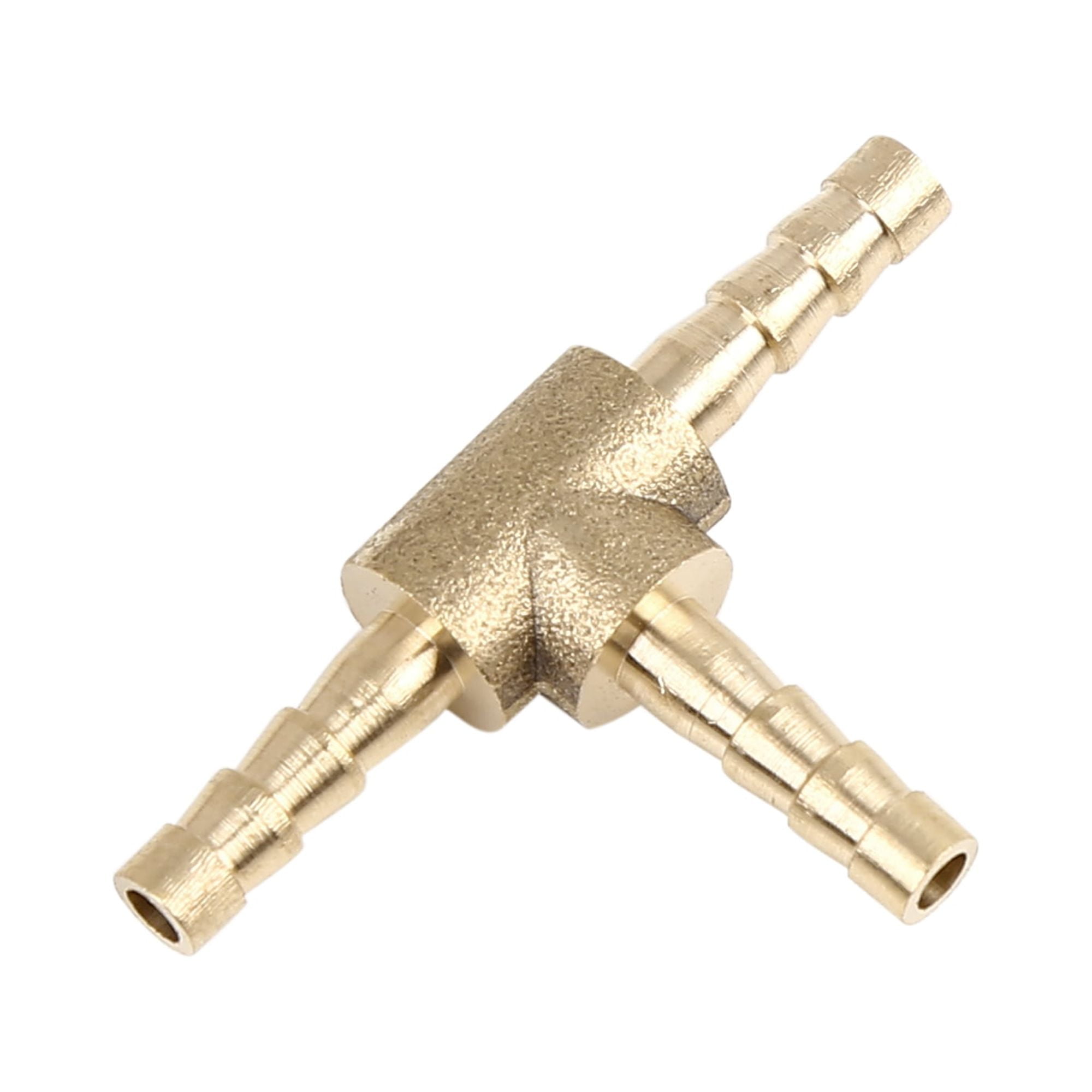 4mm Auto Hose Barbed Brass 3 Way Tee Connector Thread Joiner Adapter for Fuel Air Water Gas Oil ...