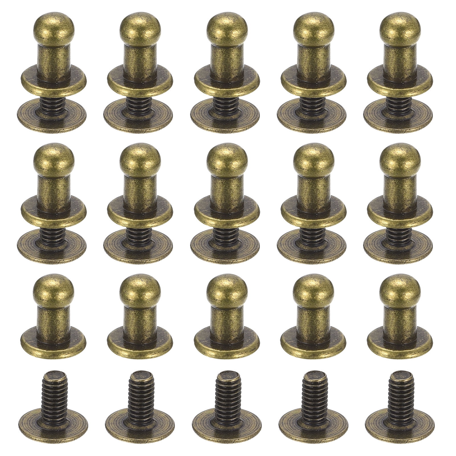 4mm Ball Head Stud Rivets Screw Back, 15Pack Round Head Button Nipple ...