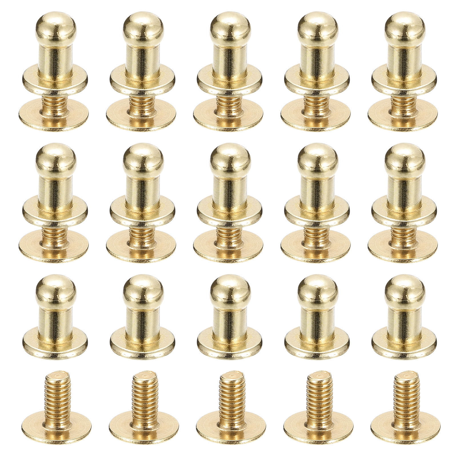 4mm Ball Head Stud Rivets Screw Back, 15Pack Round Head Button Nipple Rivet, Light Golden ...