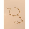 4mm Beaded Finger Chain In Goldtone Stainless Steel, Floral Cluster ...