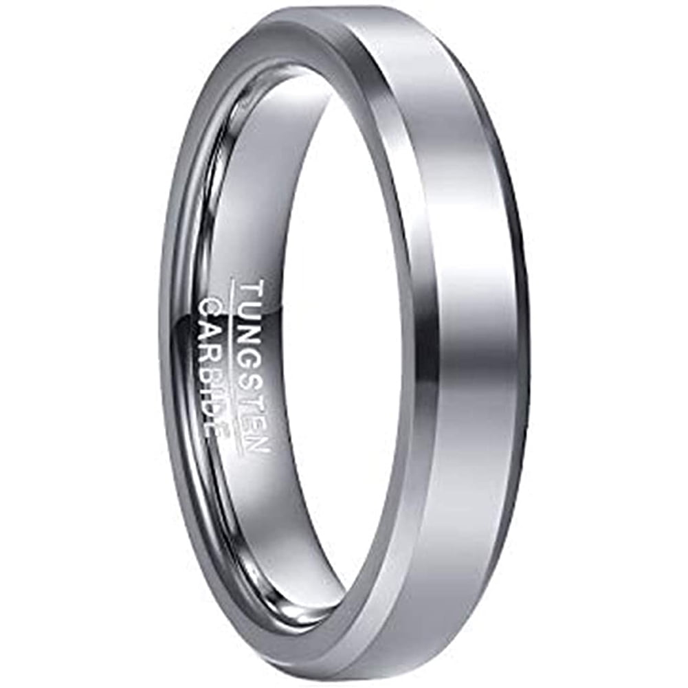 4mm Classic Silver Tungsten Rings for Men Minimalist Wedding Band with ...