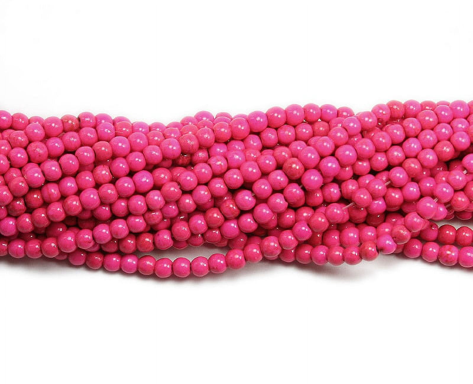 4mm Deep Pink Howlite Glossy Round Beads Genuine Gemstone Natural ...