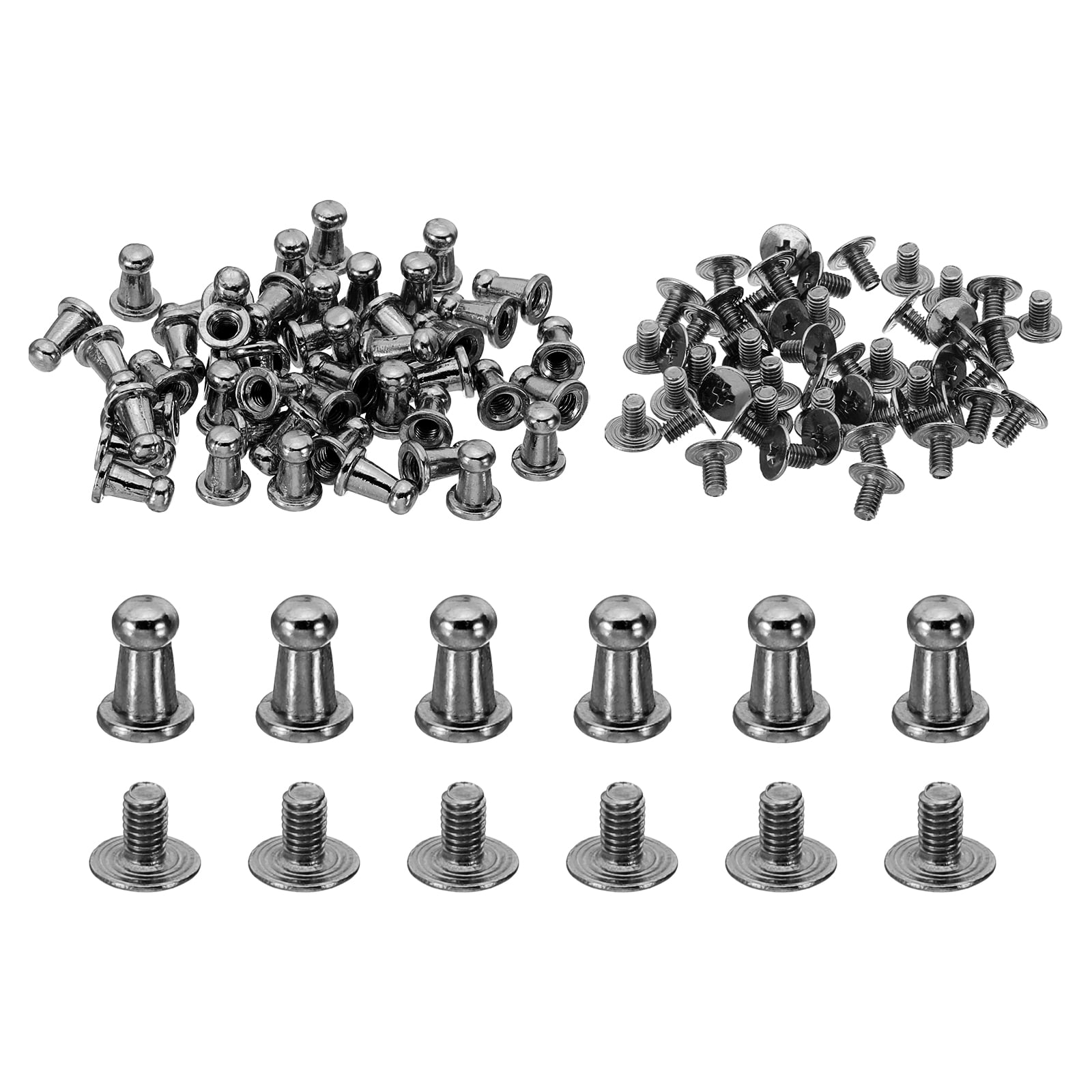 4mm Leather Rivets, 100 Sets Round Button Head Studs Metal Screw Studs ...