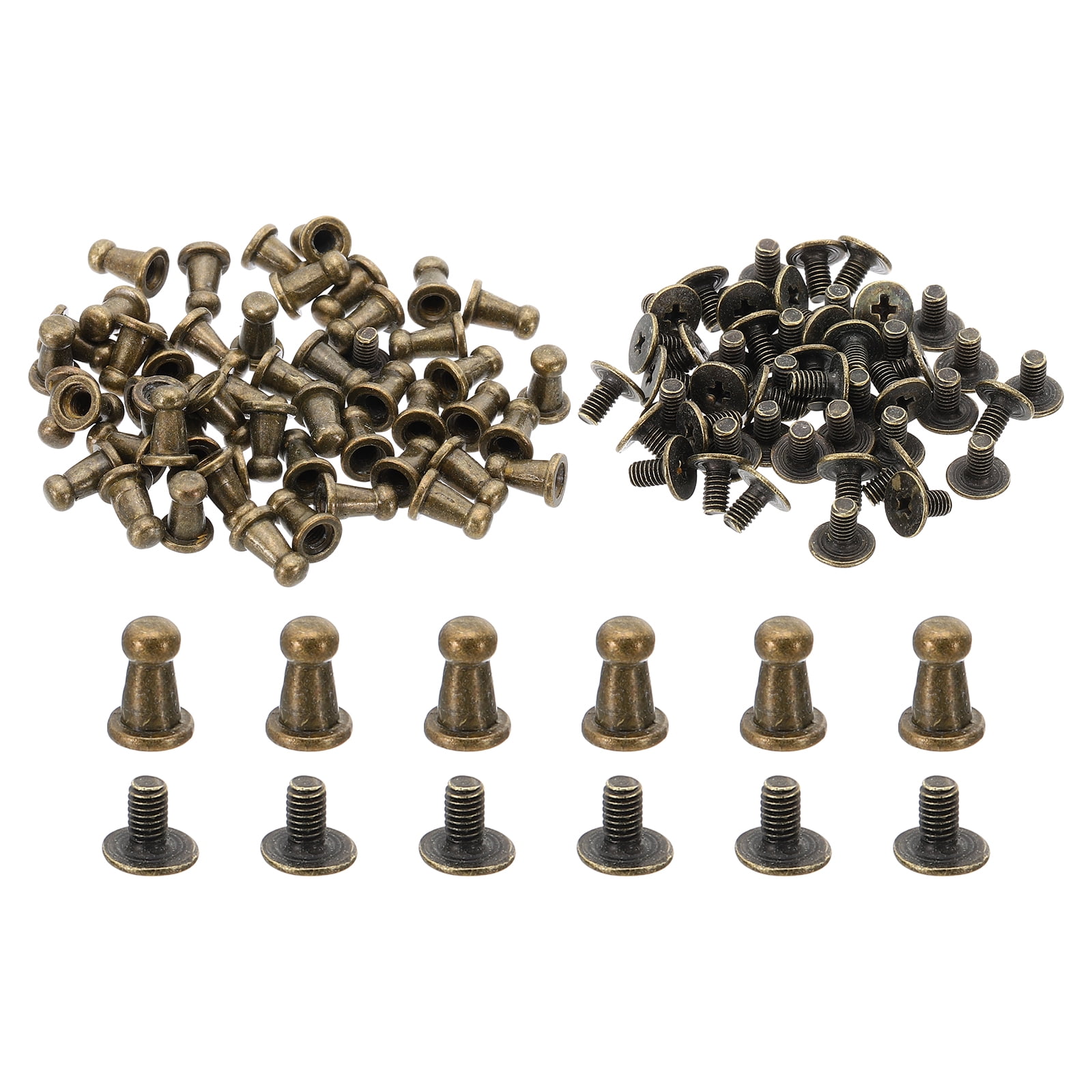 4mm Leather Rivets, 100 Sets Round Button Head Studs Metal Screw Studs ...
