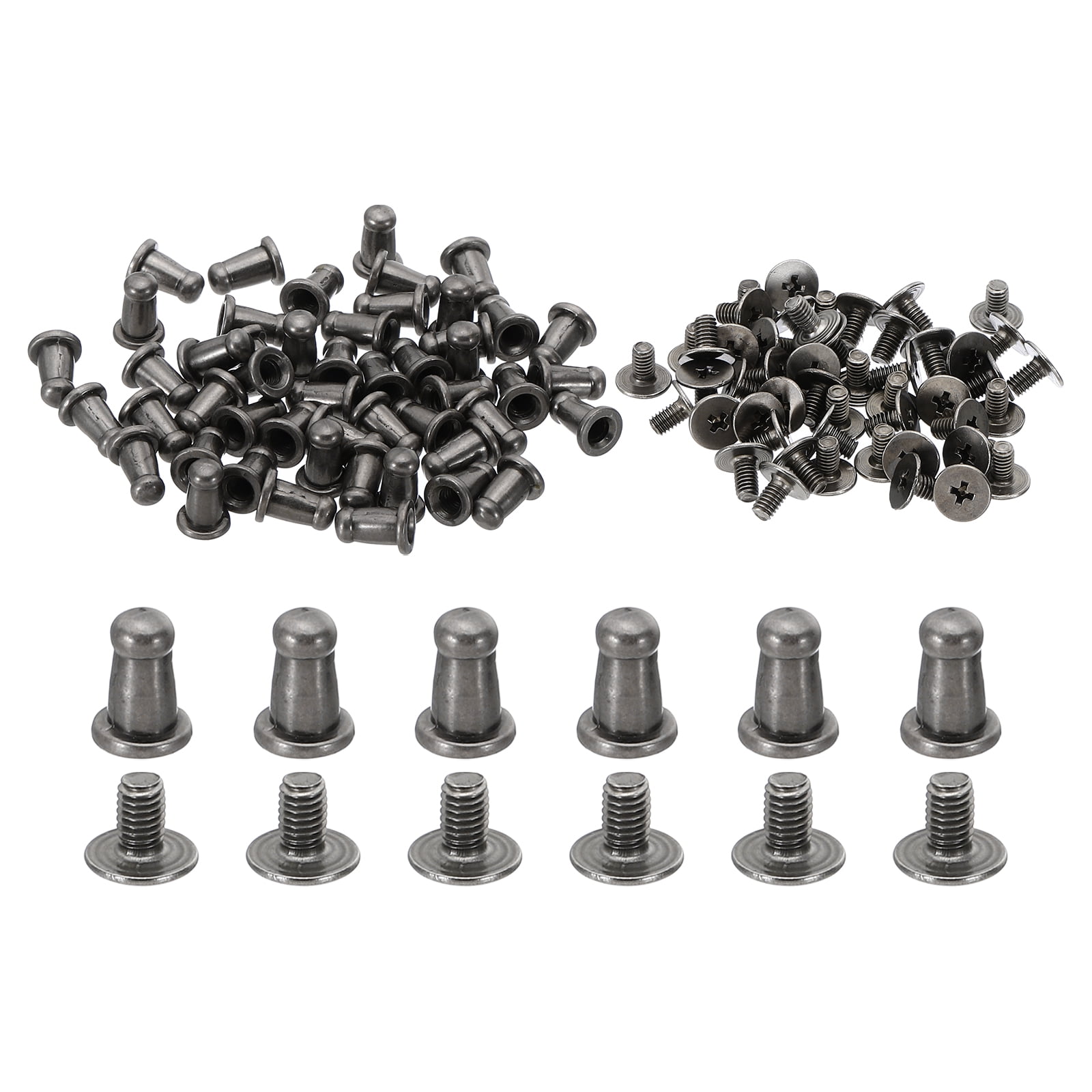 4mm Leather Rivets, 100 Sets Round Button Head Studs Metal Screw Studs ...