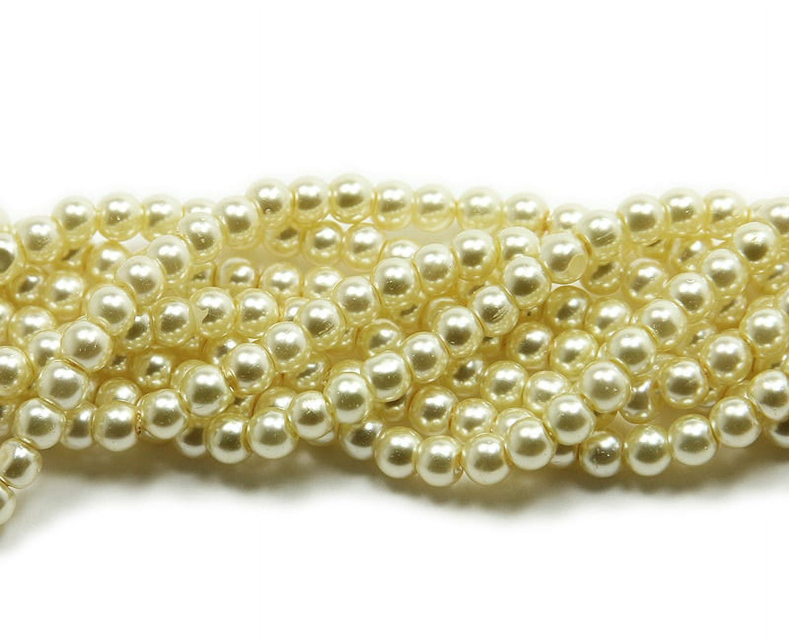 4mm Light Yellow Pearlized Glass Beads Genuine Gemstone Natural Jewelry ...