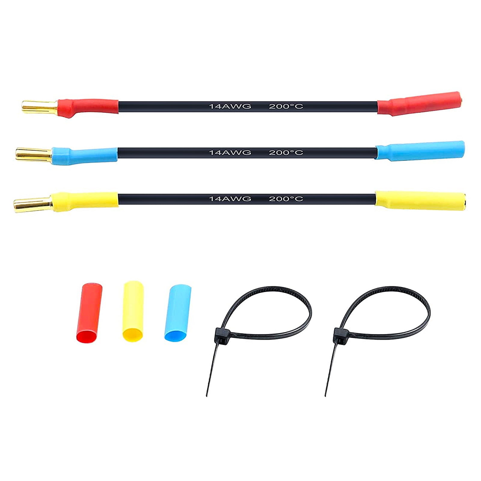 4mm Male To 3.5mm Female Extension Cable Wire 3Pcs for RC Brushless ...
