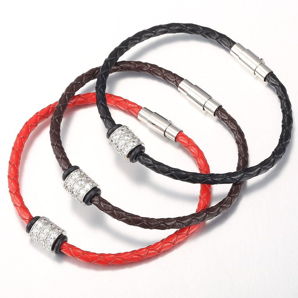 4mm Man-made Leather Bracelet for Men Women Braided Rope Chain ...