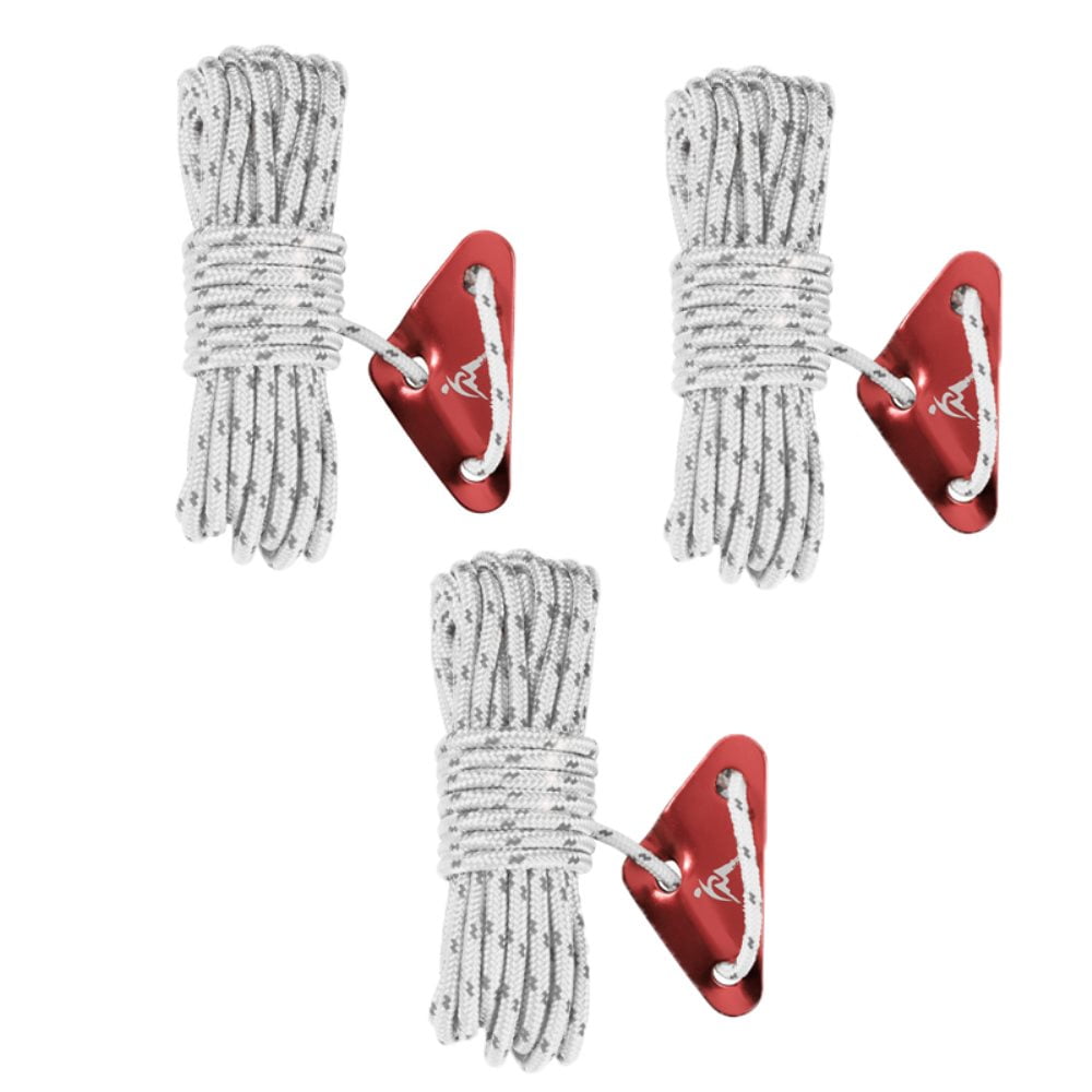 4mm Outdoor Guy Lines Tent Cords Set of 3 Lightweight Camping Rope with ...