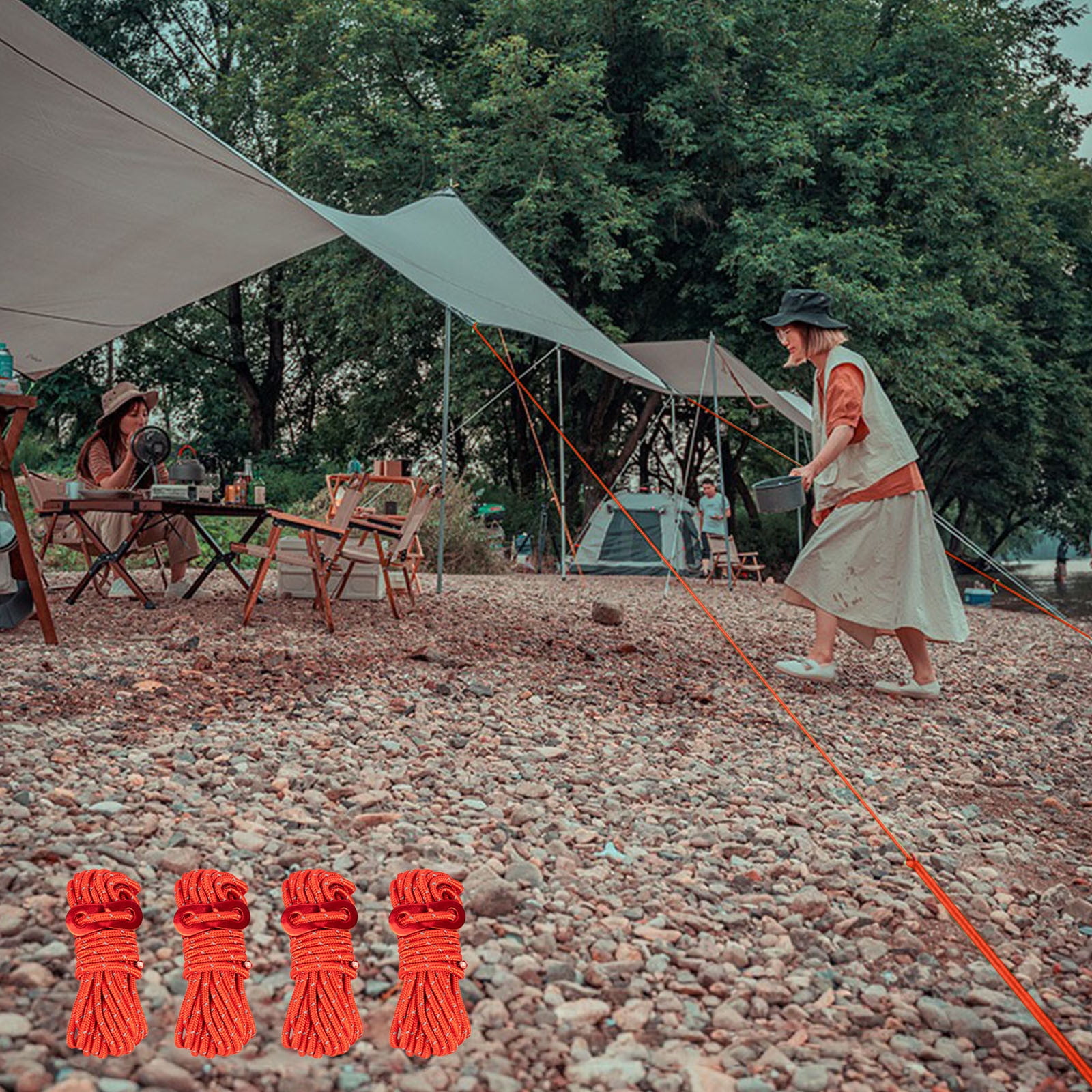 4mm Reflective Tent Guy Ropes | 400cm (157") Polyester Wind Ropes ...