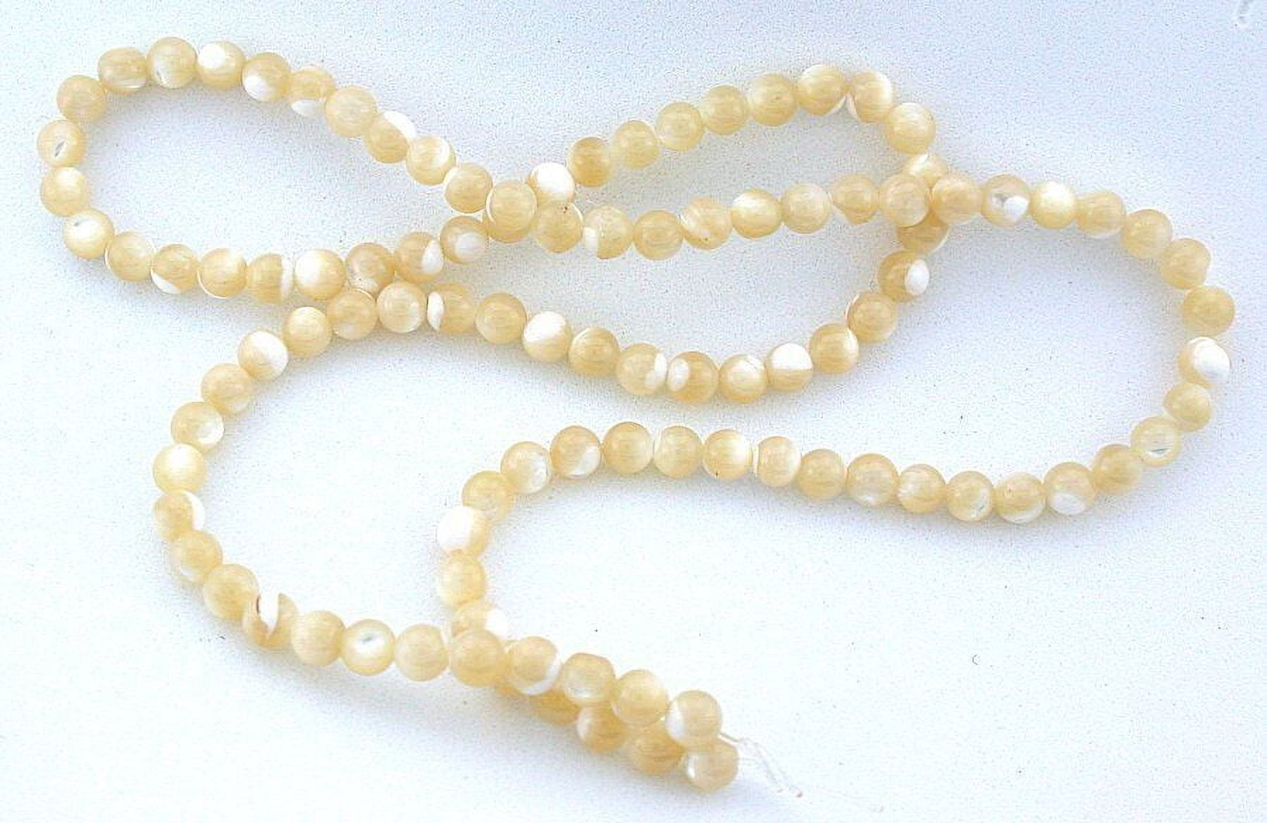 4mm Round Cream Mother Of Pearl Gem Stone Gemstone Bead 15 Inch Strand ...