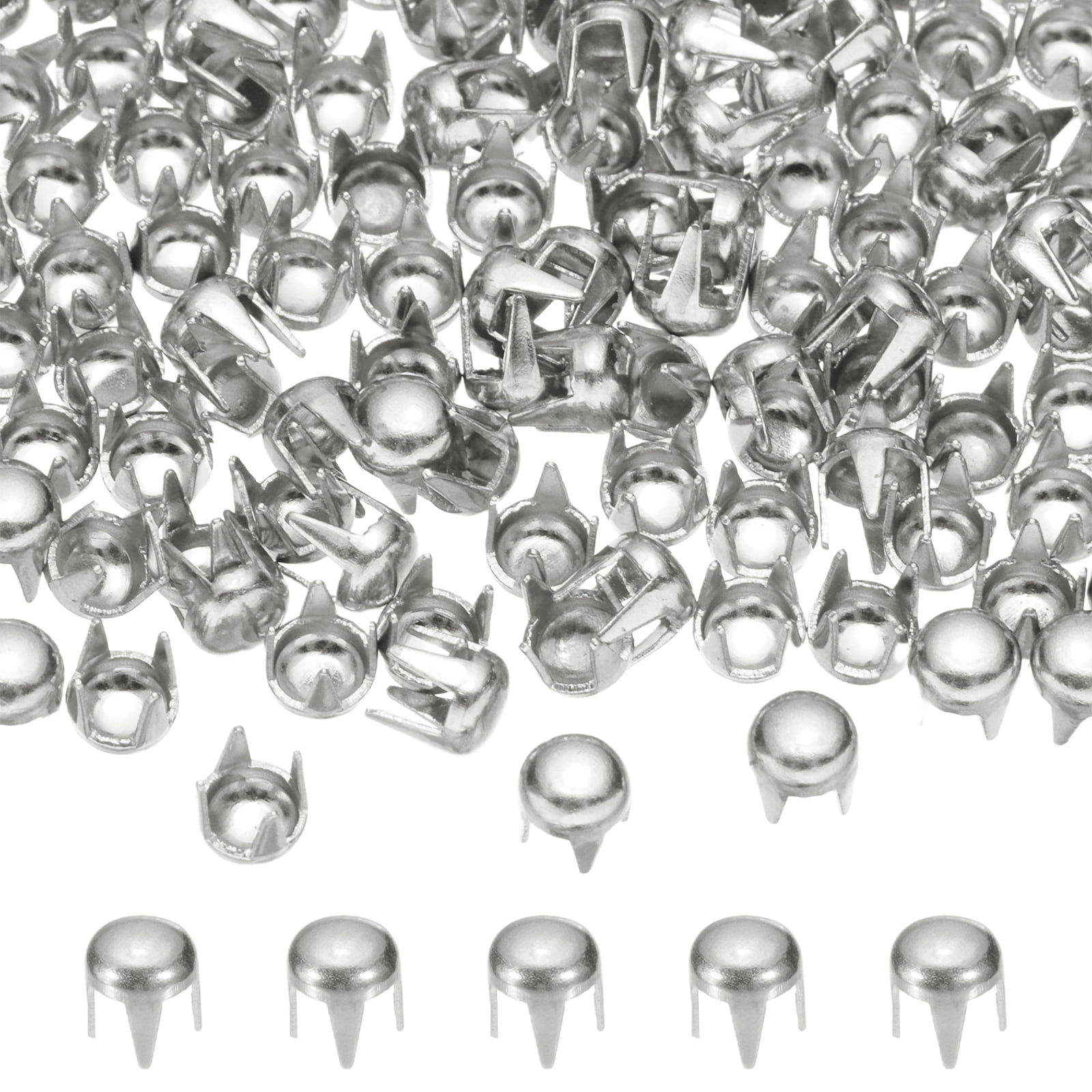4mm Round Dome Rivet, 90 Pcs Metal 4 Claw Spike Spot Stud Punk Rock ...
