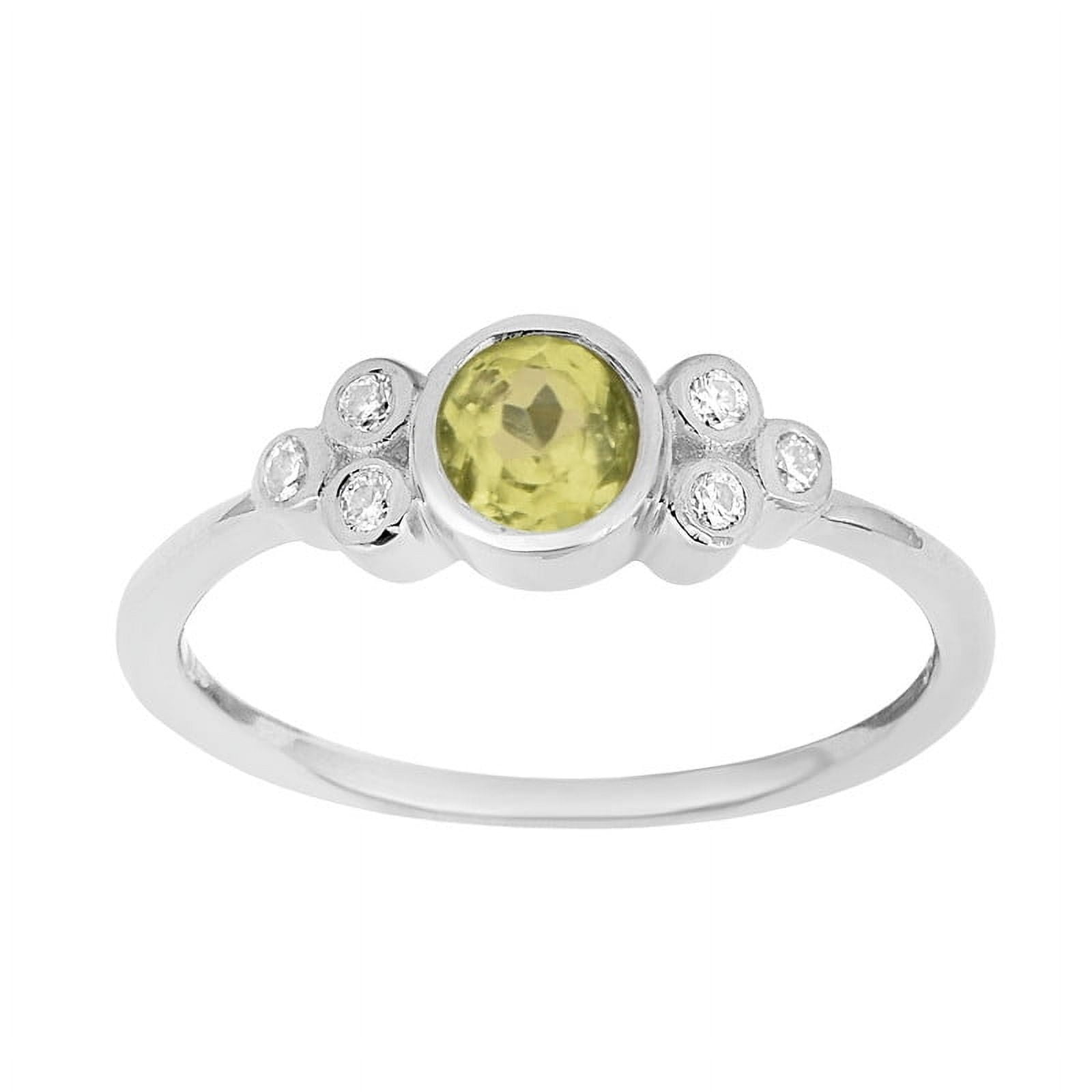 4mm Round Peridot Gemstone 925 Sterling Silver Solitaire Trio Accents ...