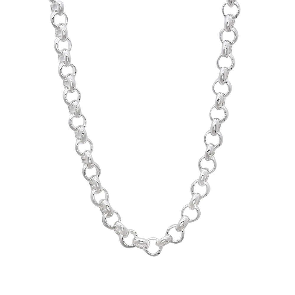 4mm Solid .925 Sterling Silver Round Rolo Chain Necklace, 22 inches ...