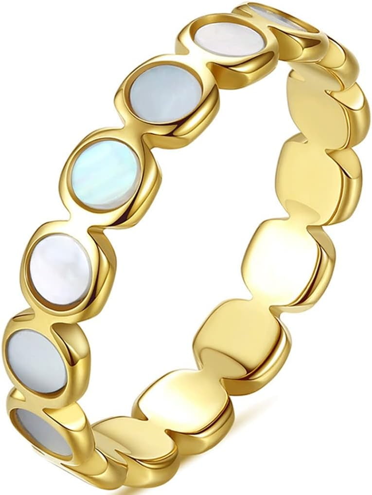 4mm Stainless Steel Clam Shell Filled Eternity Style Wedding Band ...