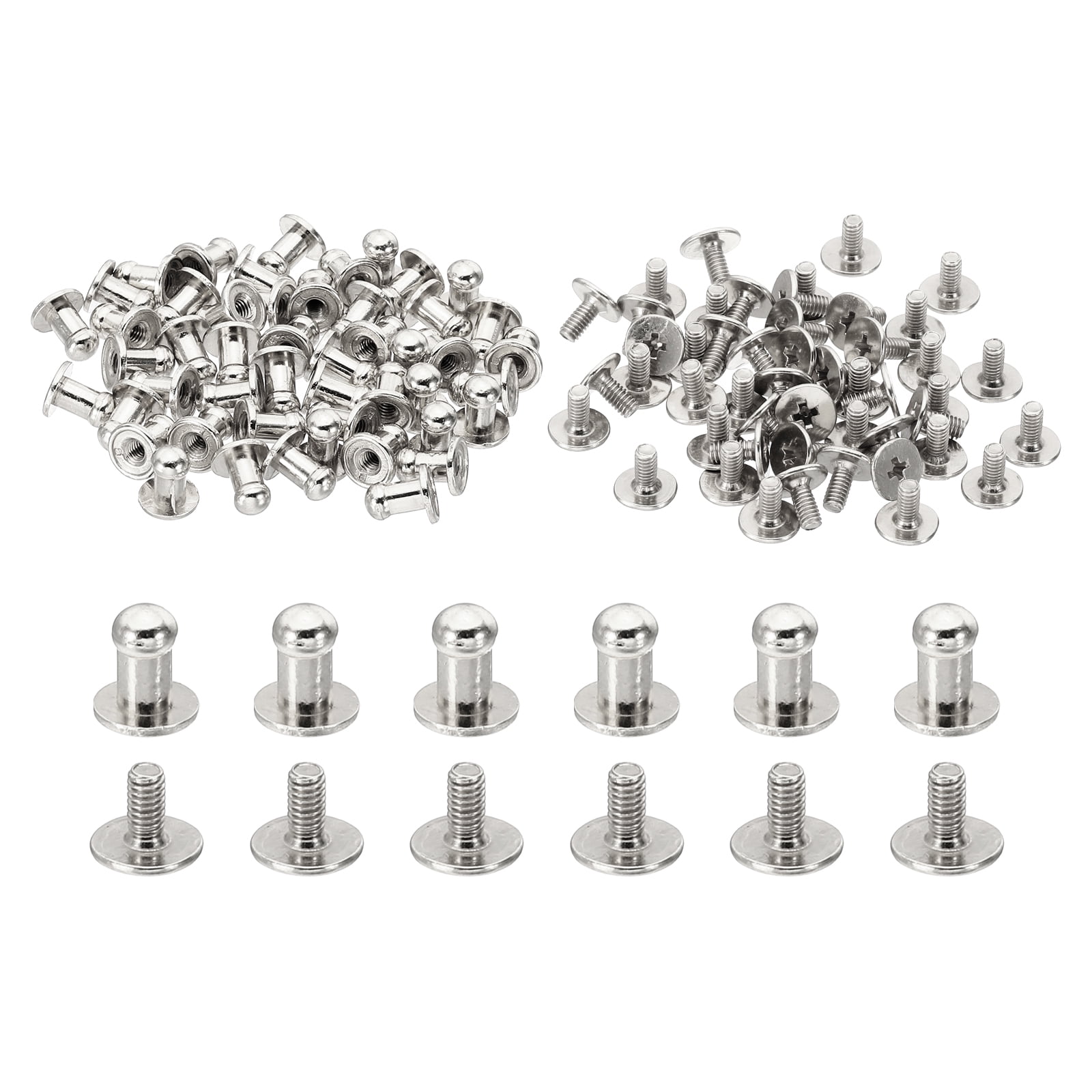 4mm Studs for Clothing, 50 Sets Studs and Spikes Leather Rivets Screw ...