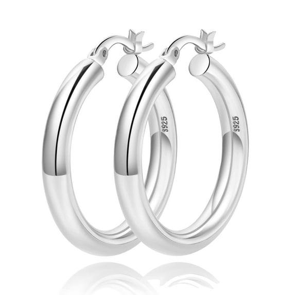 4mm Thick Gold Chunky Earrings Silver Post Hoops Earrings For Women ...
