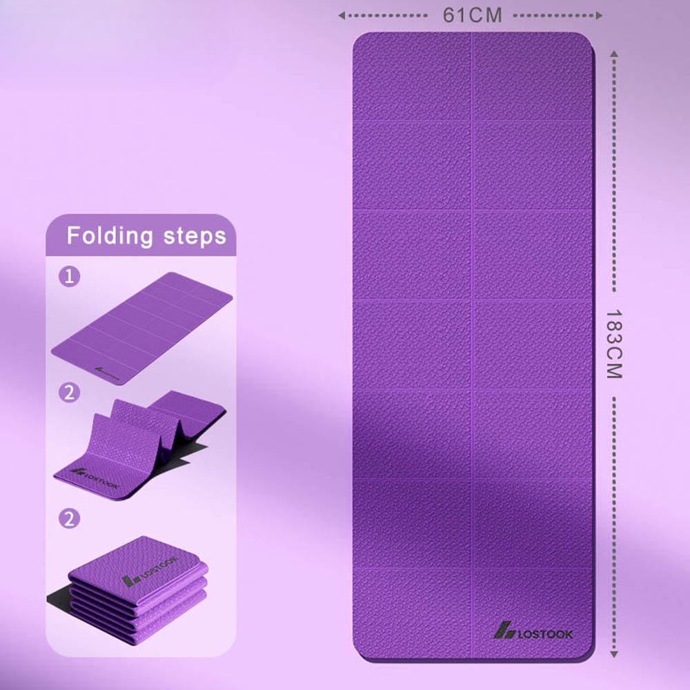 4mm Thick TPE Foldable Yoga Mat 183*61cm Easy Storage for Travel Yoga ...