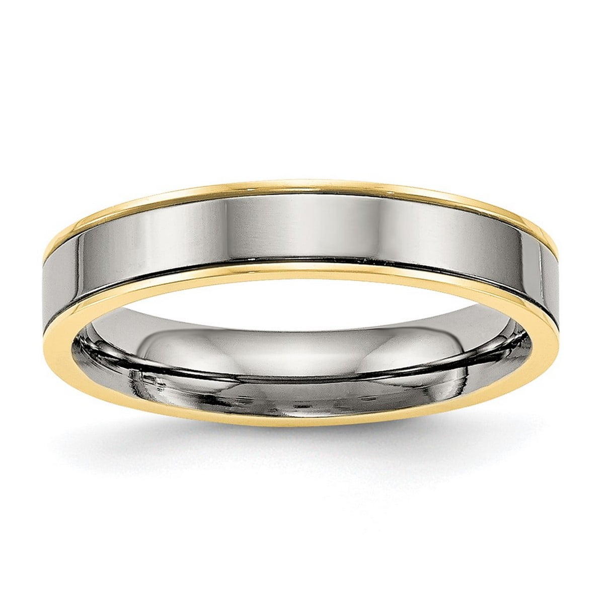 4mm Titanium Polished Yellow Ip Grooved Comfort Back Ring Size 6 - Ring ...