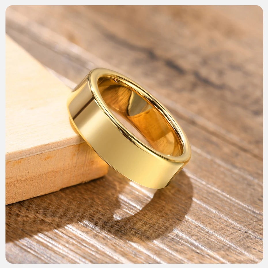 4mm Tungten Ring for Men Women, Baisc Simple 14K Yellow Gold Wedding ...