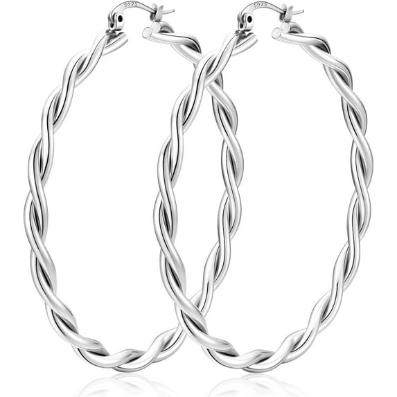 4mm Twist Gold Hoop Earrings Steling Silver Post Hoop Earring for Women ...