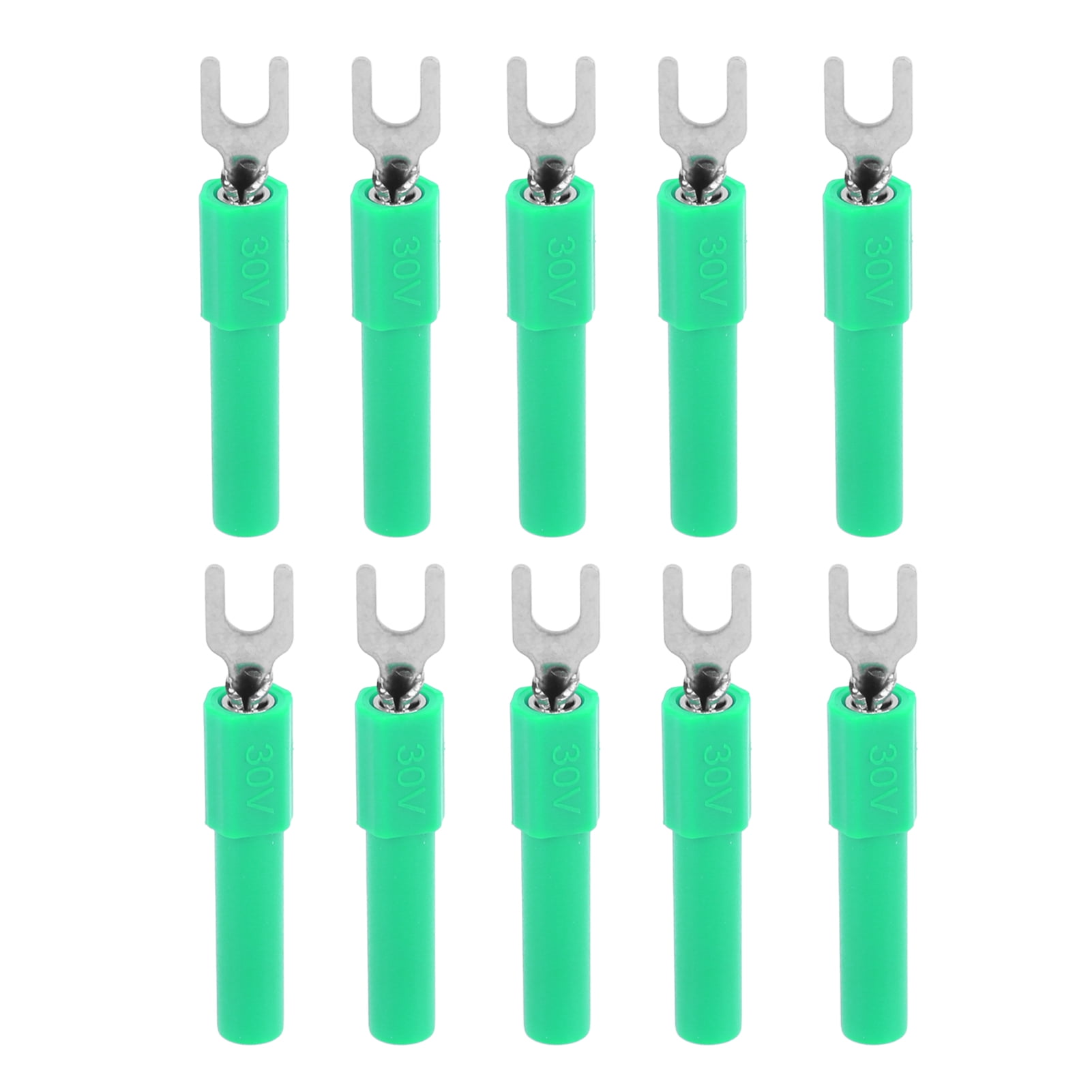 4mm U-Type Wire Connectors, 10-Pack, Green, Fork Spade Crimp Terminals ...