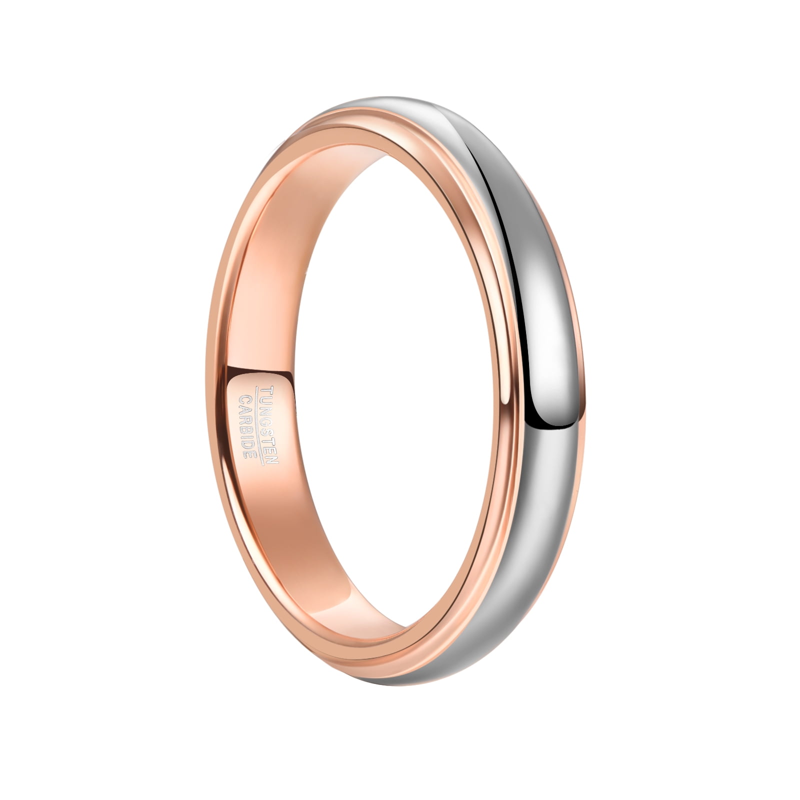 4mm Unisex Rose Gold and Silver Two-Tone Tungsten Rings Wedding Band ...