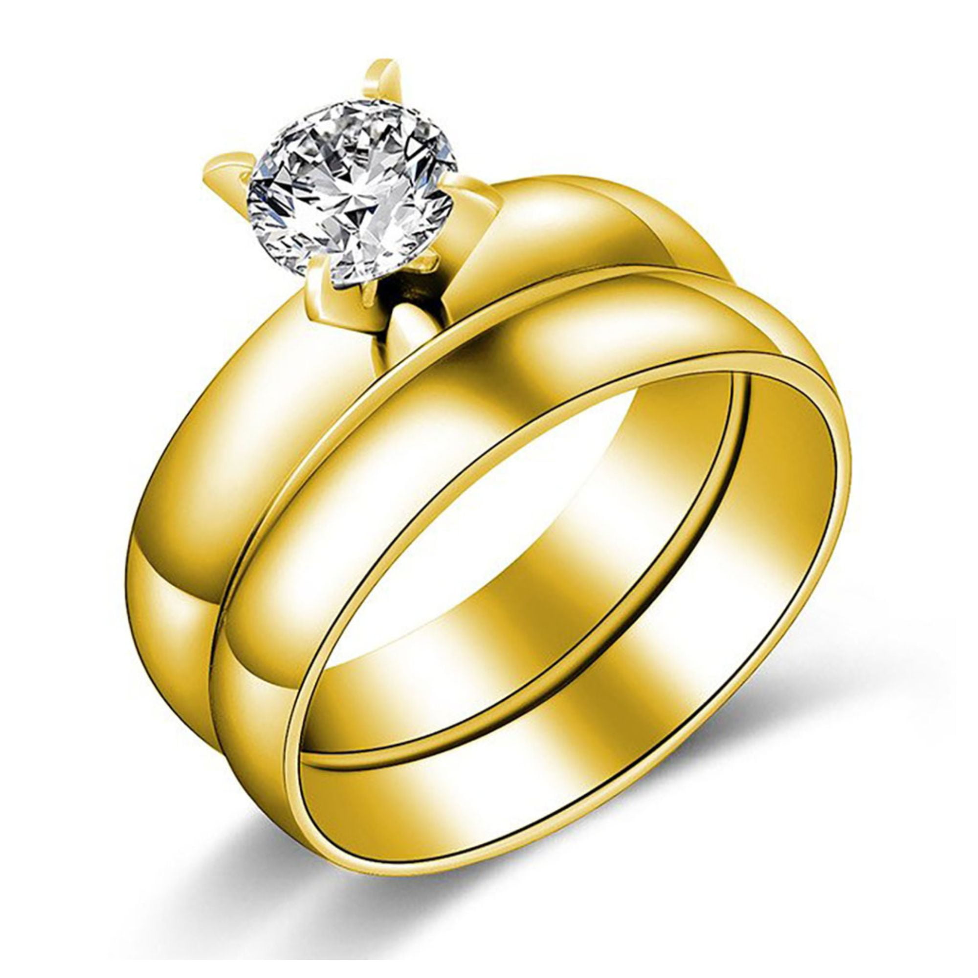 4mm Wedding Ring Set for Women Stainless Steel Engagement Ring and Band ...