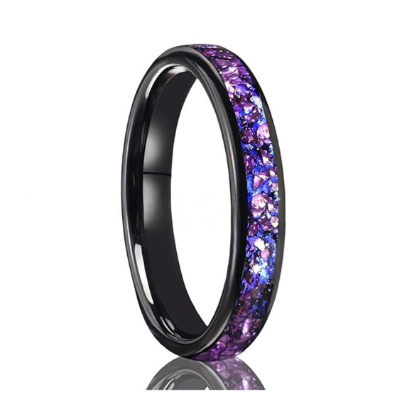 4mm Wide Arc Polished Electric Black with Purple Crystal Blue Nebula ...