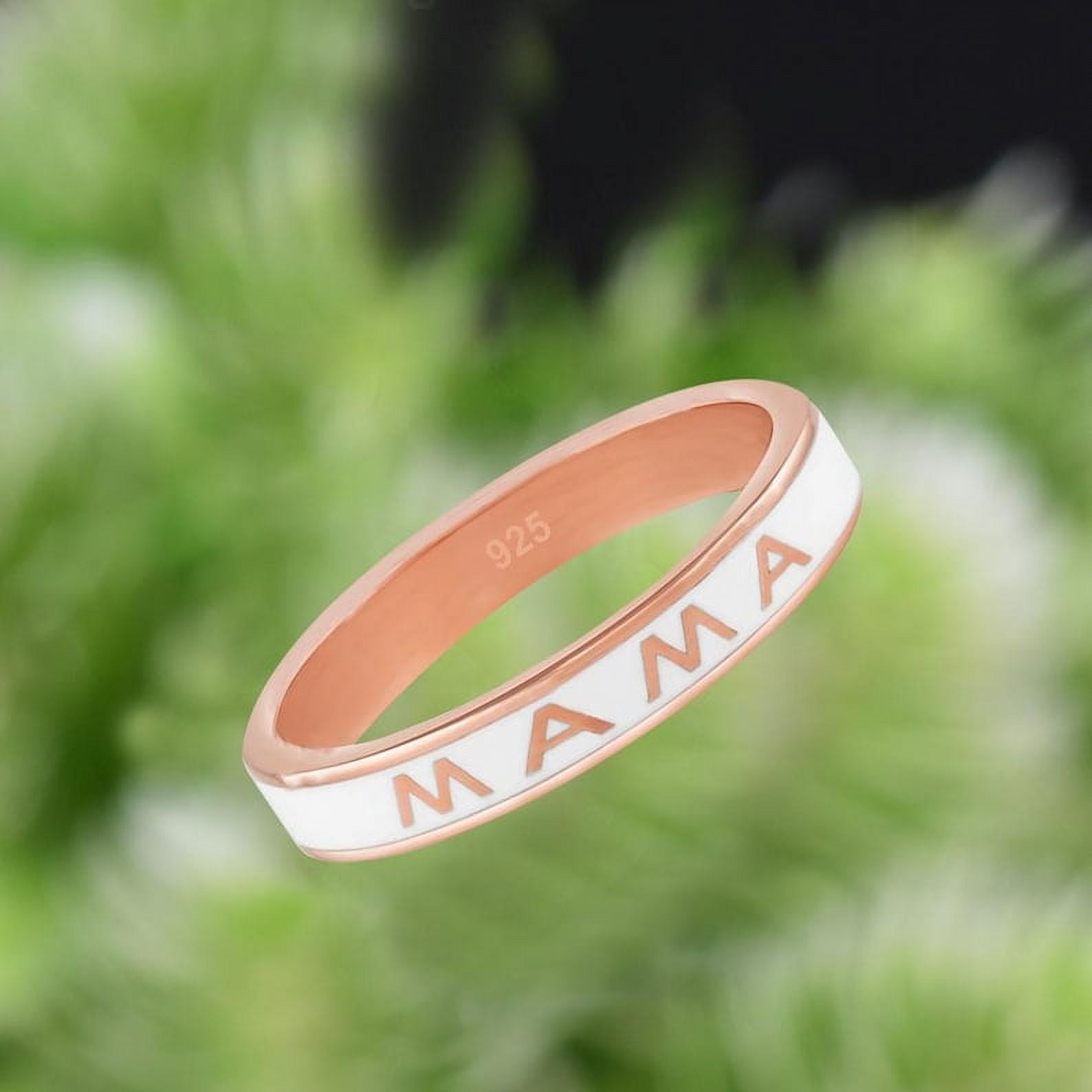 4mm Wide MAMA White Enamel Band Ring | Mother Day Gift | MAMA Band Ring ...