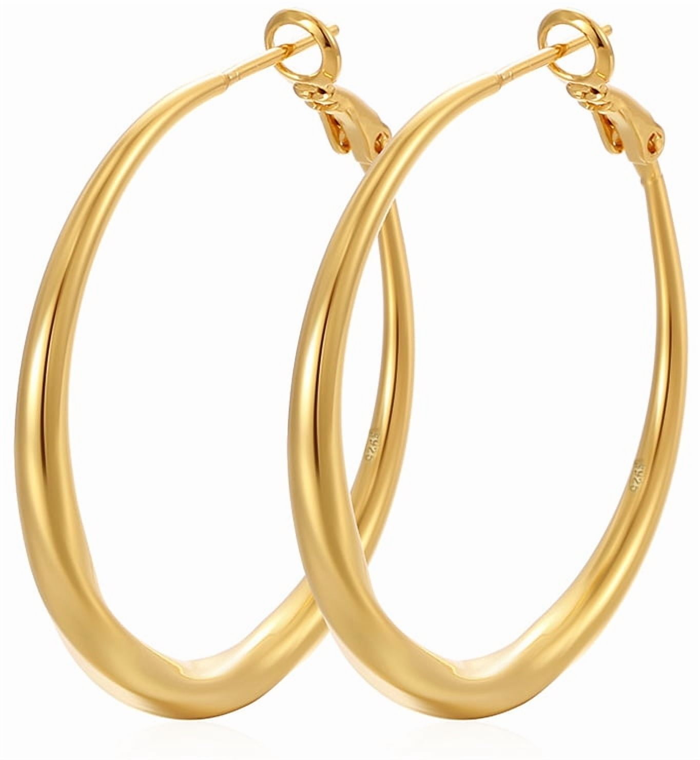 4mm Wide Sterling Silver Hoop Earrings for Women Hypoallergenic Gold ...