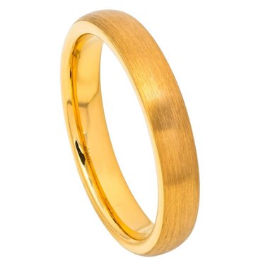 Jewelry Avalanche Yellow Gold IP Tungsten Wedding Ring - 4mm Domed Band ...